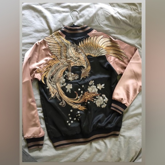 Jackets & Coats | Nwt Koisea Phoenix Satin Embroider Sukujan Jacket ...